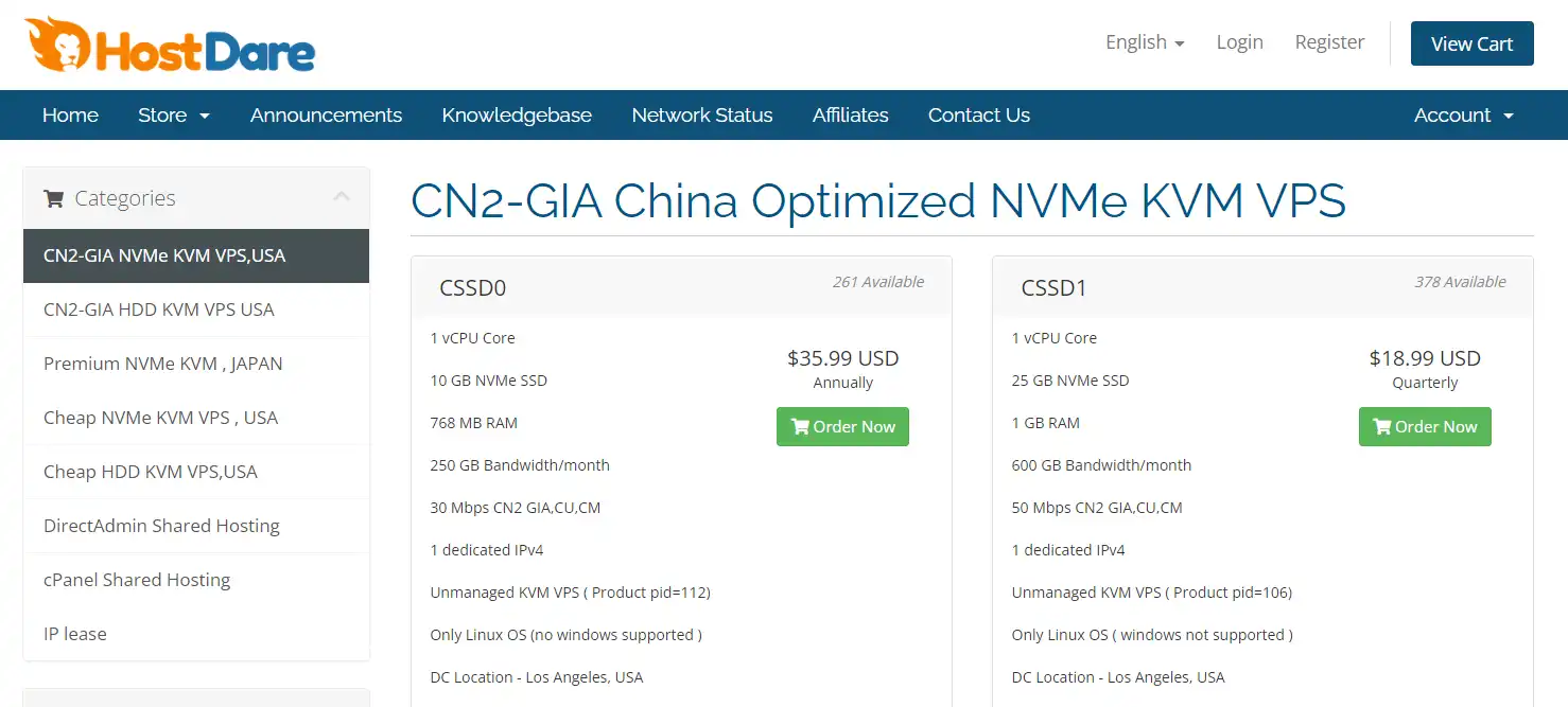 美国便宜VPS推荐HostDare年付10美元方案 - 牛奇网